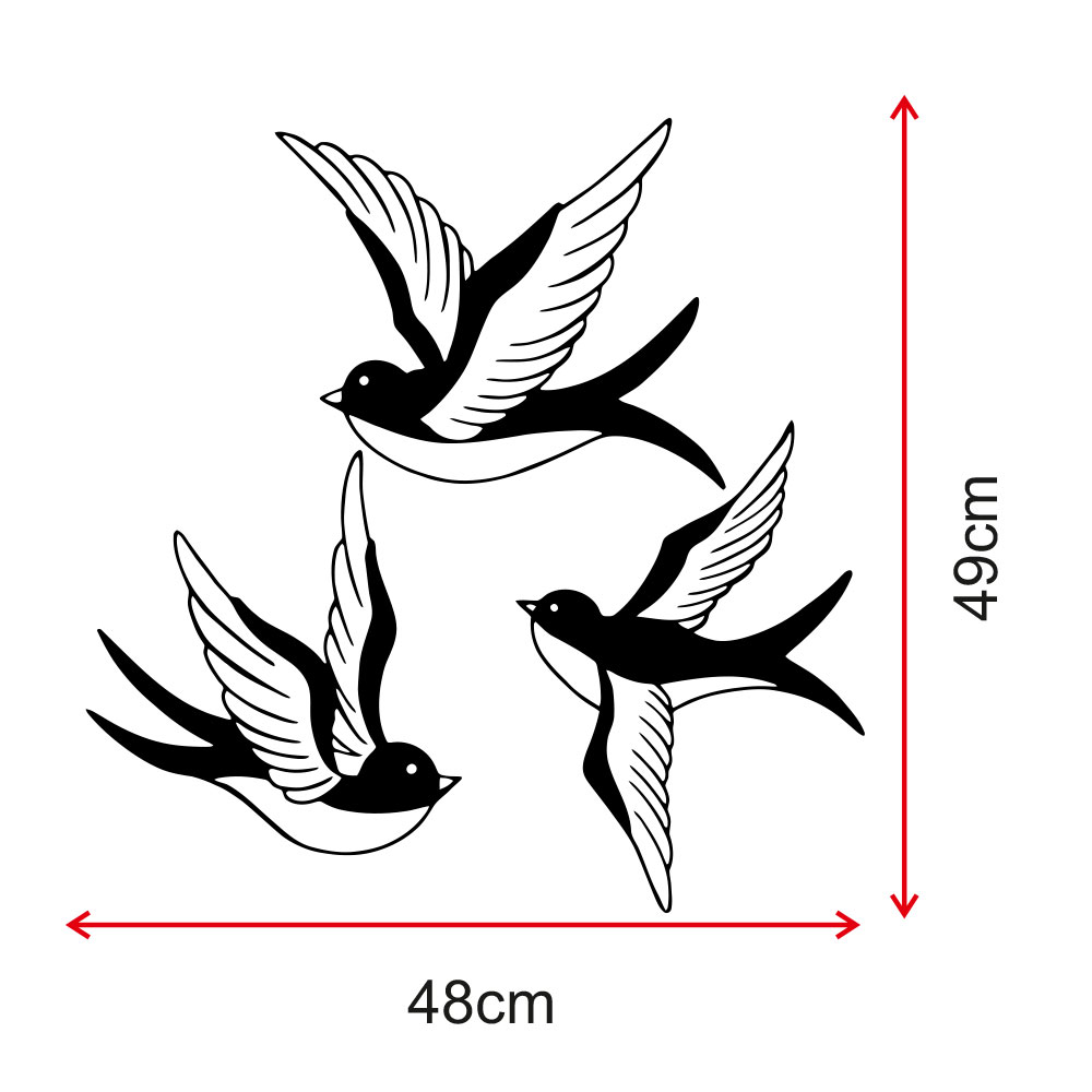 3 Parça Uçuşan Kuşlar Ahşap Tablo Duvar Oda Ev Aksesuarı 50x50cm