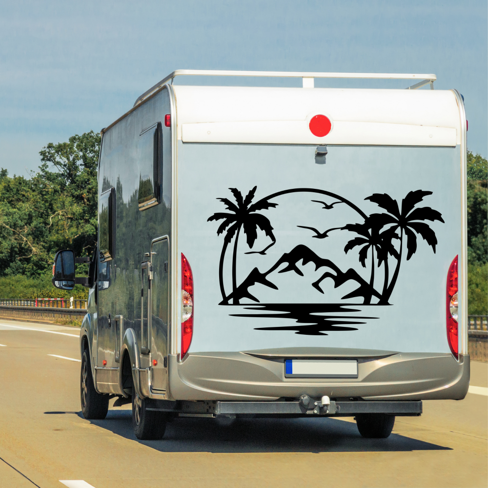 Palmiye Ağacı Karavan - Araç Sticker Yapıştırma