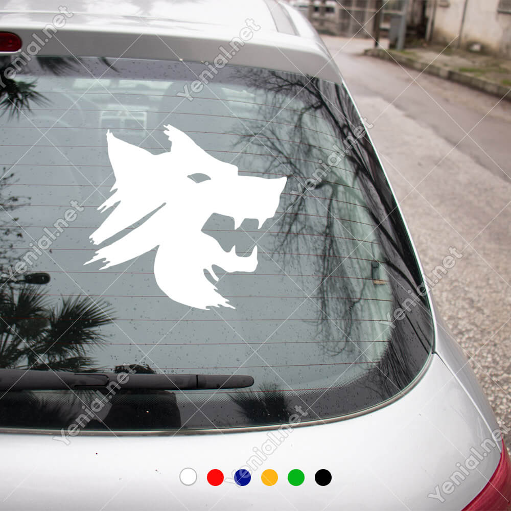 Keskin Dişleri Olan Kurt Sticker Yapıştırma