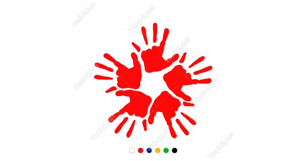 Beş Parmak ve Beş El İle Oluşturulmuş El İzi Sticker
